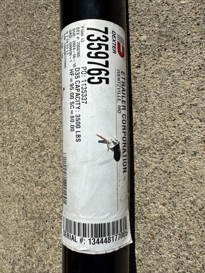 Dexter ALKO Trailer Axle 3500# Bare Axel Beam 95" Hub Face 3" tube EZ ...