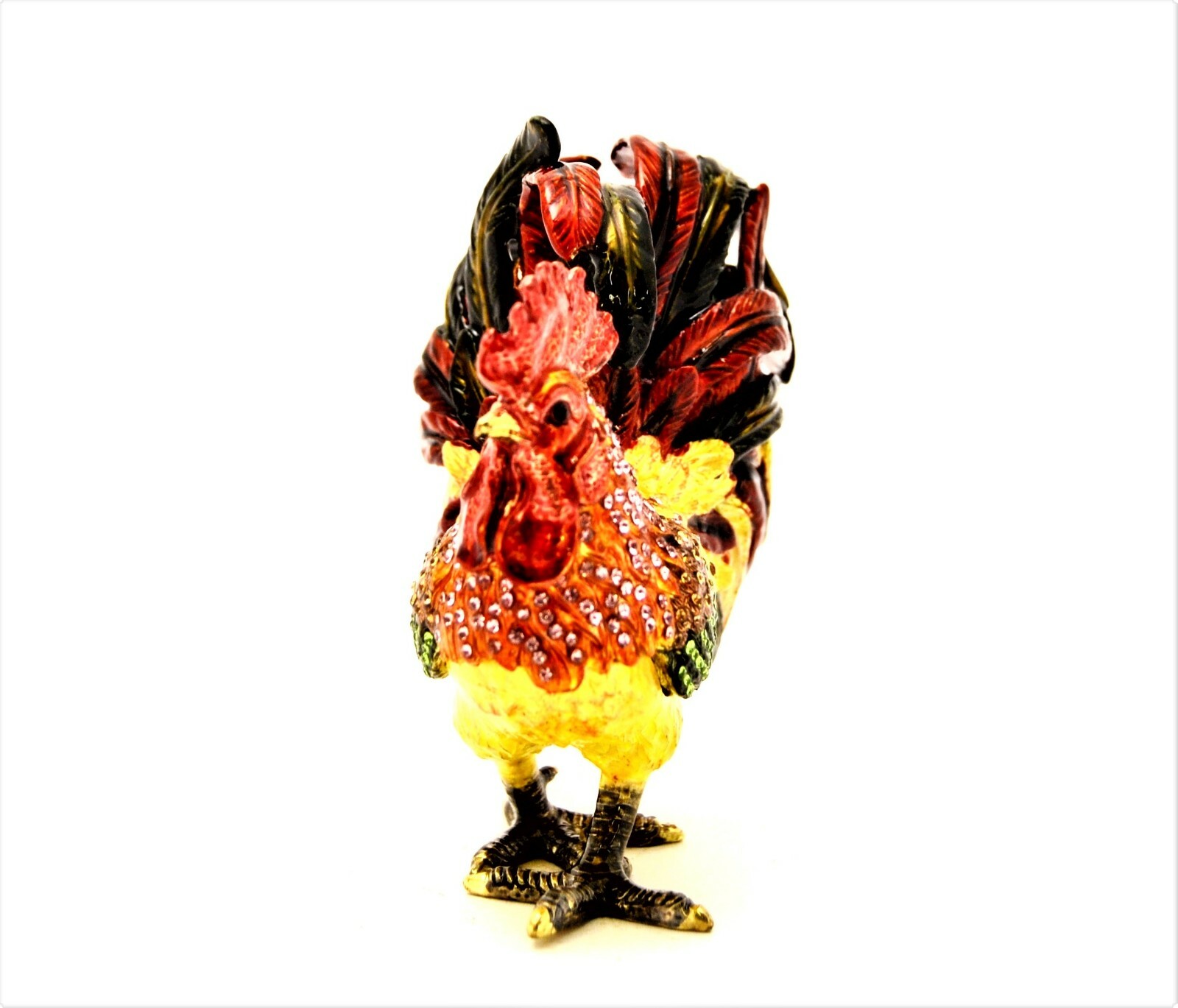 Hand Crafted Colorful Rooster Trinket Box. Made with Swarovski Crystals ...