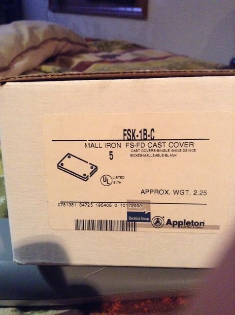 Appleton Fsk-1b-c Blank Cast Cover 1 Gang Malleable Iron for sale ...