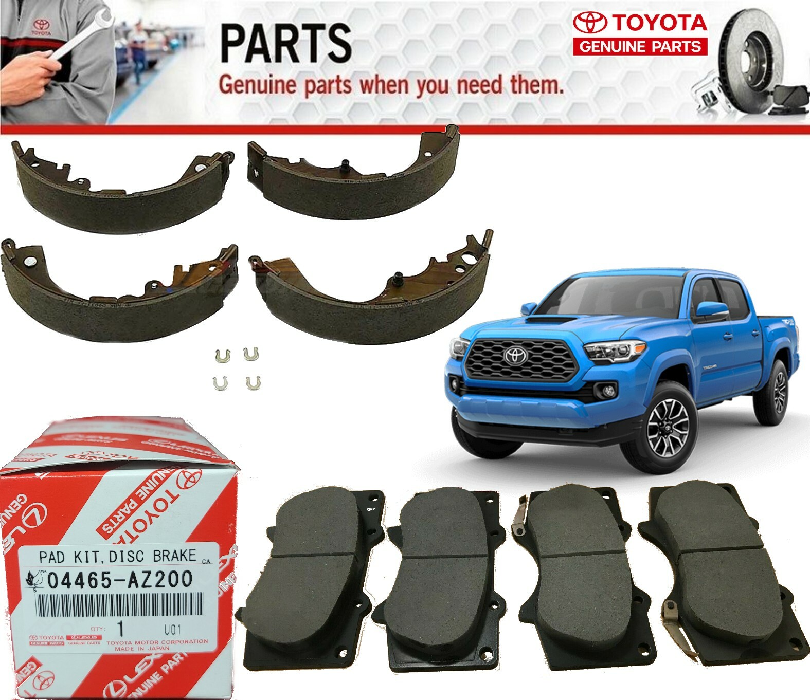 OEM 2005-2022 Toyota Tacoma 04465-AZ300 Front Brake Pads 04495-04010 ...