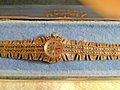 ROTARY SOLID SILVER AND MARCASITE LADIES COCKTAIL WRIST WATCH | eBay ...