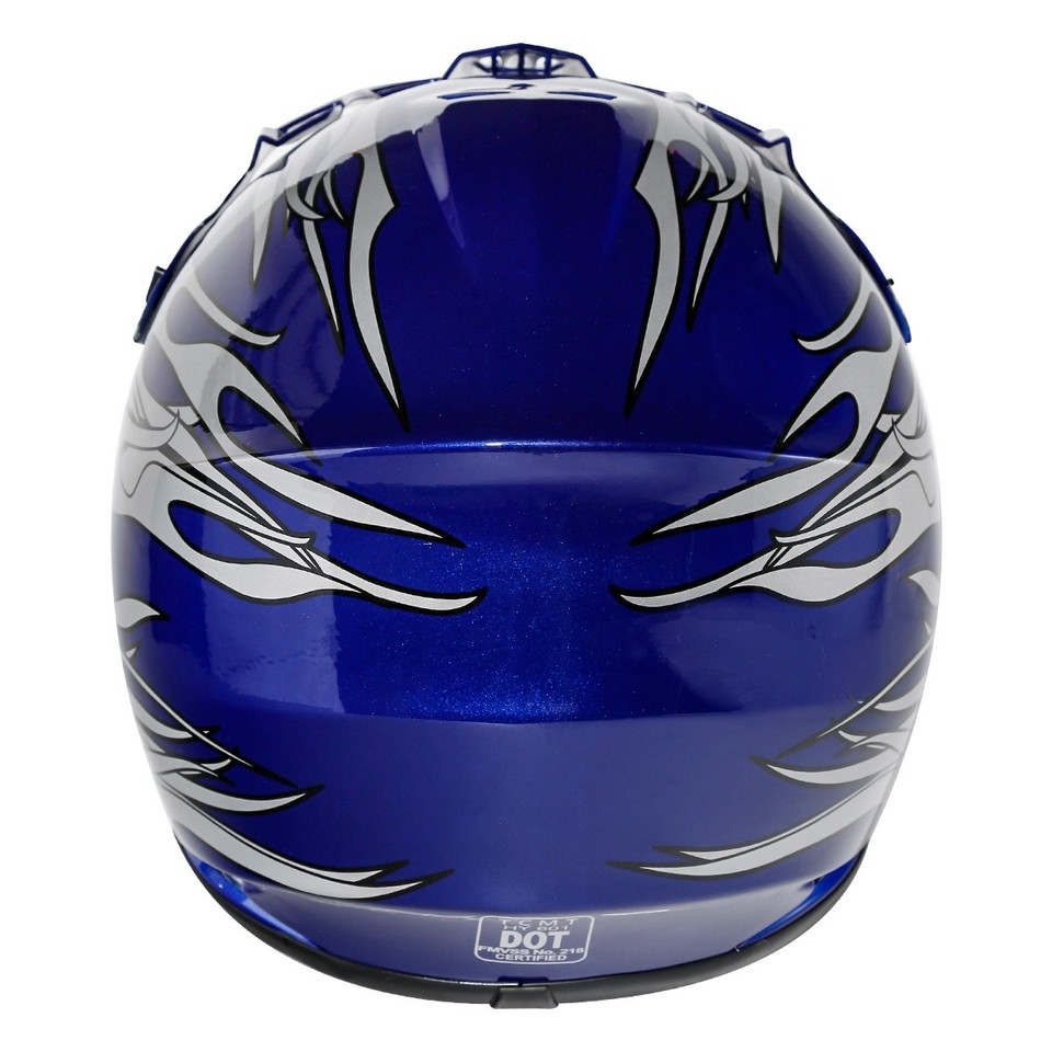 DOT Youth Blue Flame Dirt Bike ATV MX Motocross Helmet Goggles+Gloves S ...
