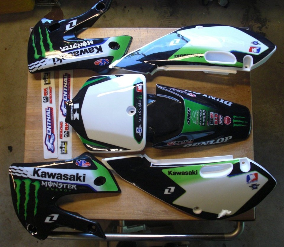 KLX 110 02-09 Kx 65 02-24 Graphic Kit w/ Plastics Black kit New Free ...
