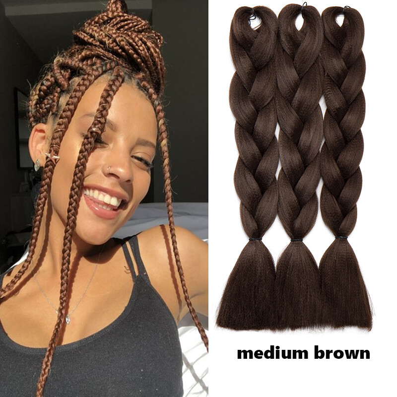 Any Color 24" Braiding Ombre Rainbow 100g Jumbo Braids Hair Extensions ...