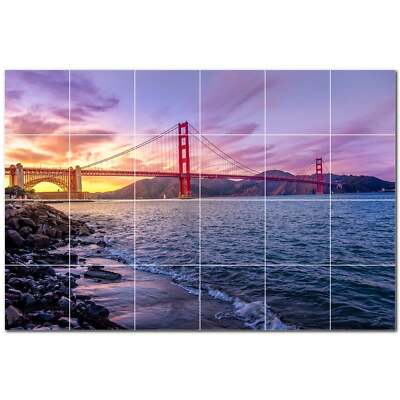 Bridge Ceramic Tile Wall Mural PT500275. 72" W x 48" H (24) 12x12 tiles ...