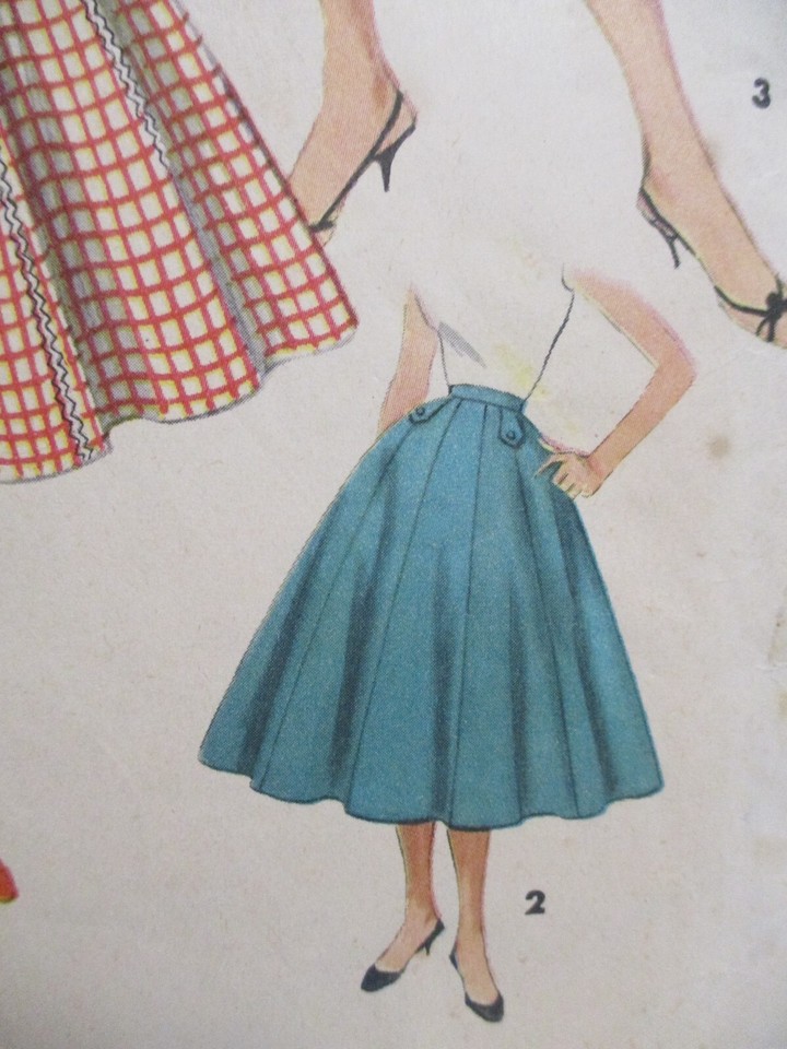 Simplicity Pattern 1087 Misses Flared Gore Skirt Size Waist 28" Hip 37 ...