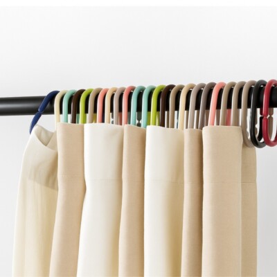 Shower Curtain Hooks C-Shaped Plastic Shower Hanging Ring Loop Hanger ...