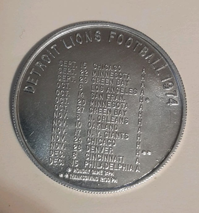 STROHS BEER DETROIT LIONS NFL FOOTBALL SCHEDULE COIN/TOKEN 1974 | eBay