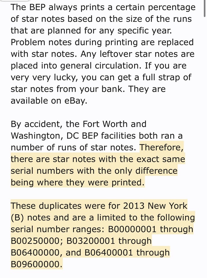 RARE-ERROR One Dollar Bill Star Note 2013 B Duplicate Serial number ...