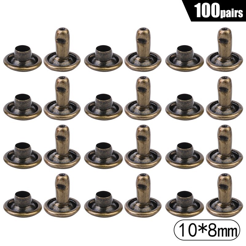100Pcs Metal Double Cap Rivets Round Screw Nail Strap Rivets for ...