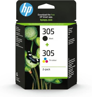 HP 305, Black/Tri-Colour Original Ink Cartridges (6ZD17AE), Pack of 2 ...