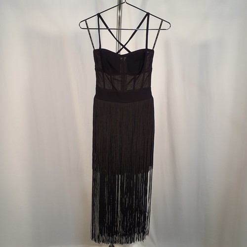 Herv L ger 'Transparent' Black Bustier Fringe D Size XS | eBay