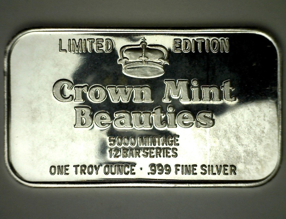 Crown Mint Beauties March 1984 1 Oz 999 Fine Silver Art Bar Limited Ed 9230