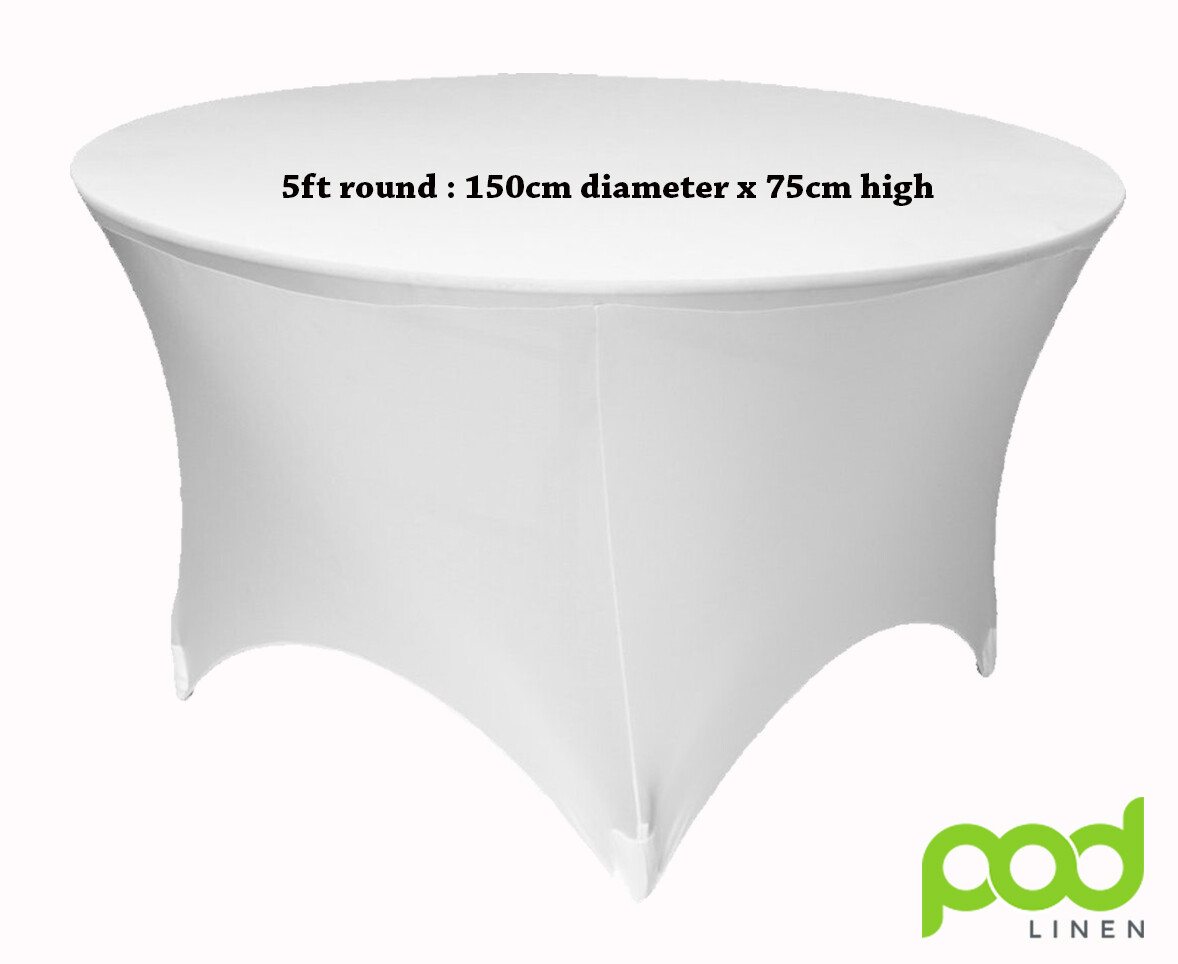 WHITE RANGE spandex cover stretch tablecloth round rectangular poseur ...
