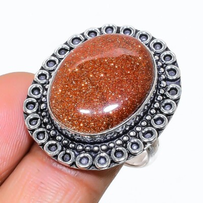 Red Sunstone Gemstone Handmade 925 Sterling Silver Jewelry Ring Size 7. ...