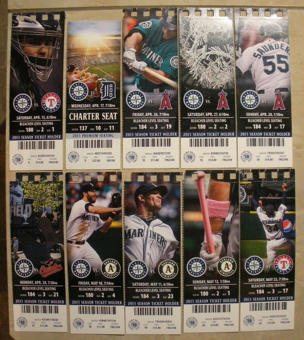 2013 Seattle Mariners MLB Ticket Stubs-One Ticket-SEE LISTING | eBay