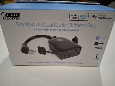 Feit Electric Smart Wi-Fi Dual Outlet Outdoor Plug Alexa Google | eBay
