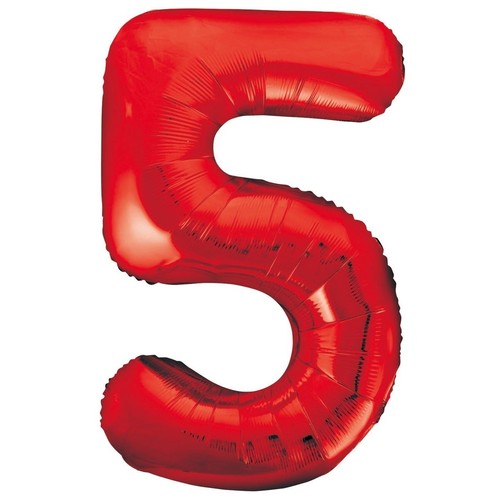 Red Number 5 Giant Numeral Foil Balloon 86cm (34") Birthday Party ...