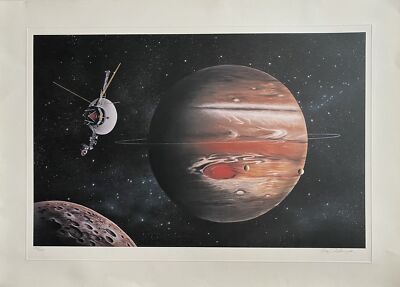Rare vntg RAY SHLEMON spacecraft Voyager signed lithograph limited 103/ ...