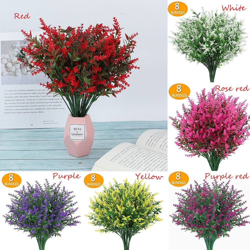 Props Shrubs Plants Fake Flowers Artificial Lavender Home Garden Decor ...