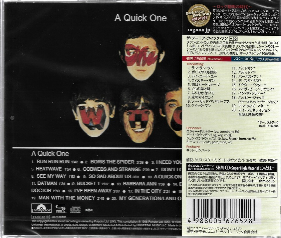 THE WHO A QUICK ONE JAPAN RMST SHM AUDIOPHILE CD+10 - BRAND NEW/FACTORY ...