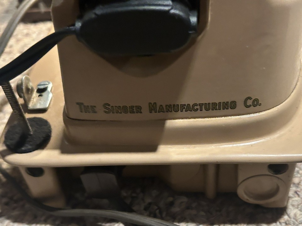 Vintage Singer Sewing Machine 301A Portable Tan w Pedal Retro Book ...