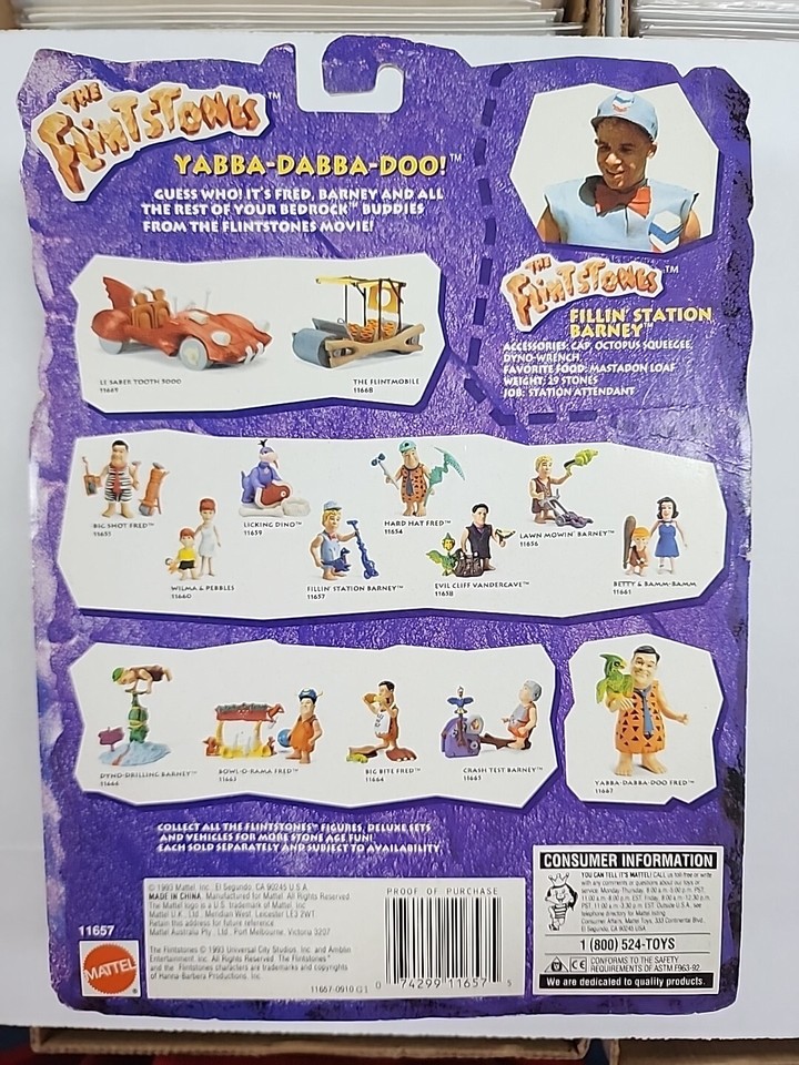 The Flintstones 1993 - Gas Fillin' Station Barney Rubble - Mattel New ...