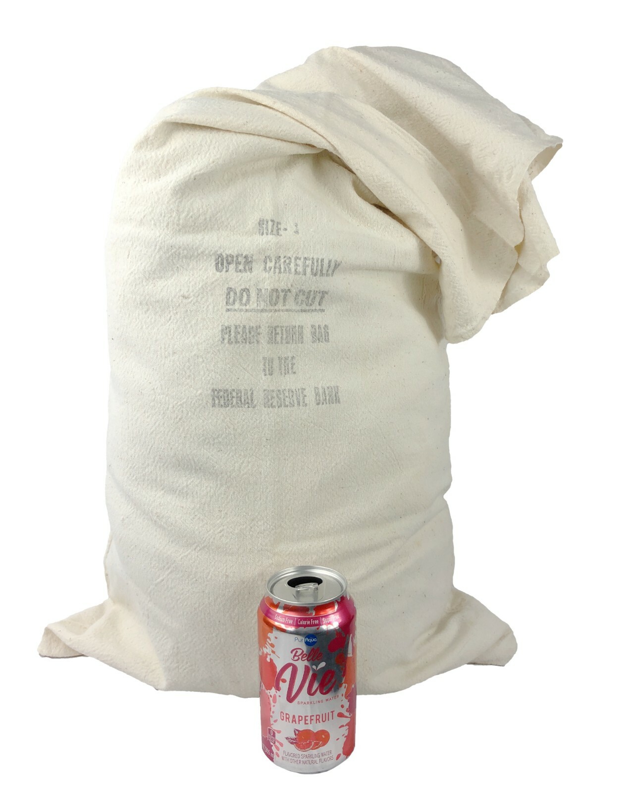 Vintage White Cotton Cash Money Federal Reserve Bank Bag Size J Memphis ...