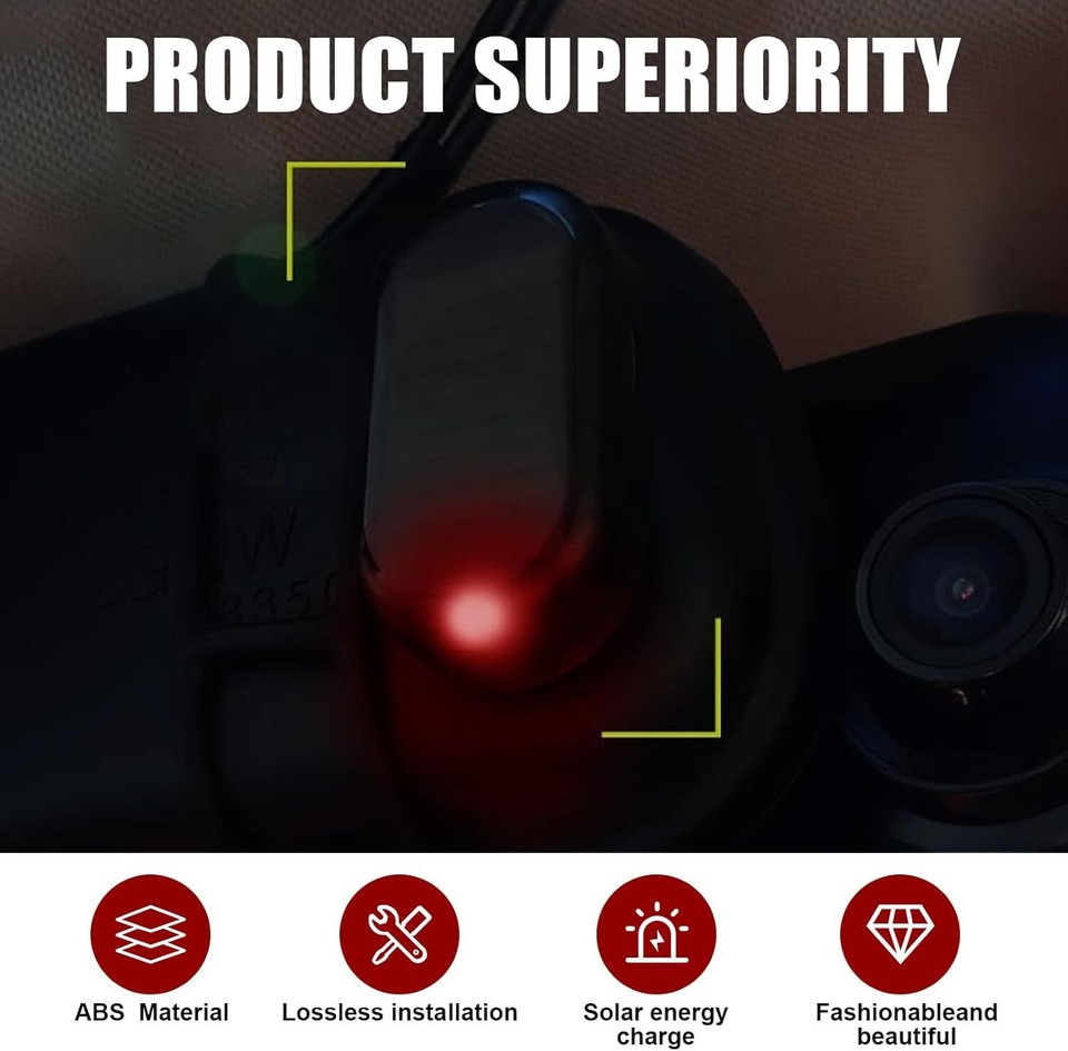 Car Alarm Warning Solar Flash LED Light Fake Security System Anti-theft ...