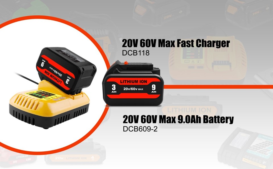 9Ah 12Ah For Dewalt FLEXVOLT 20V/60V MAX Battery DCB609 DCB606 DCB612 ...