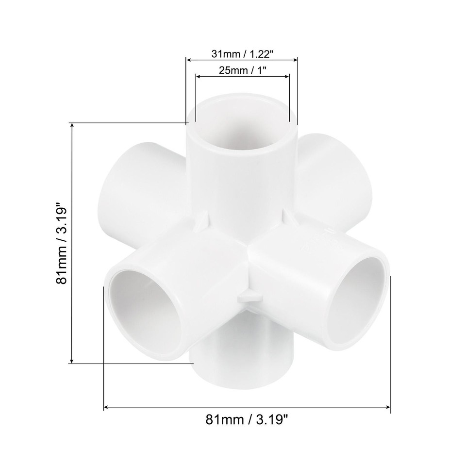 25mm PVC Pipe Fittings 6 Way Elbow Water Joint Connectors Adapters ...