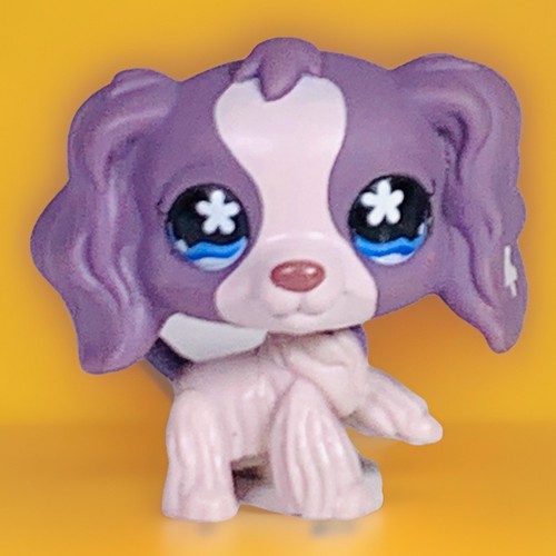 LPS Littlest Pet Shop Cocker Spaniel Dog #672 Purple Blue Flower Eyes ...