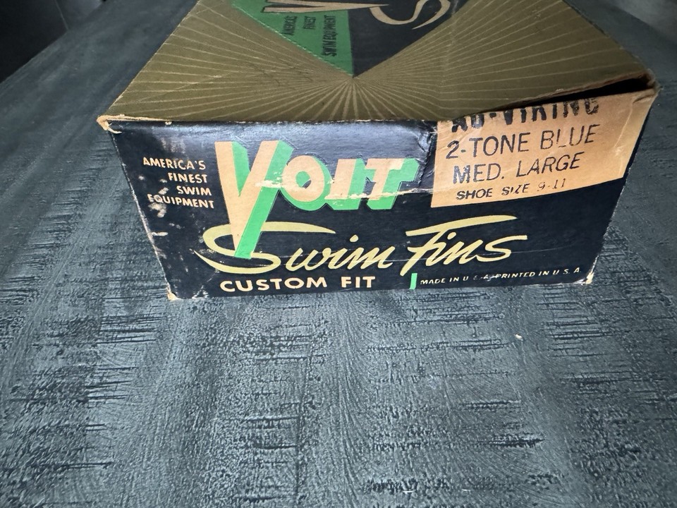 Vintage Voit Swim Fins Scuba Diving Flippers w/ Original Box Med. Large ...