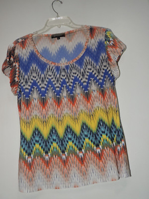 Grayson Brand Multi-colored jersey knit babydoll sleeve SZ XL polyester ...