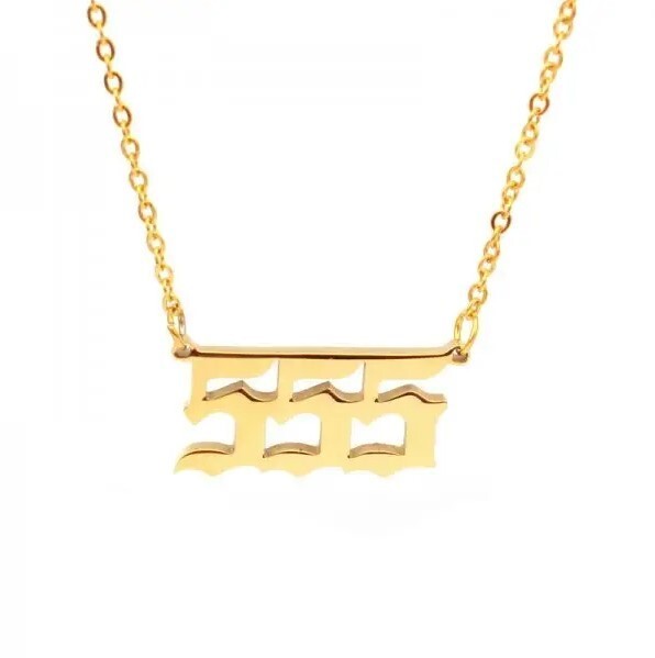 Gold 555 Angel Number Necklace, Jewelry Charms Minimalist Stainless ...