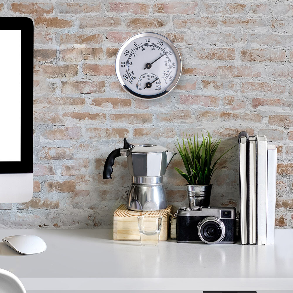 Mechanical Thermometer Hygrometer Temperature Humidity Meter (Silver ...