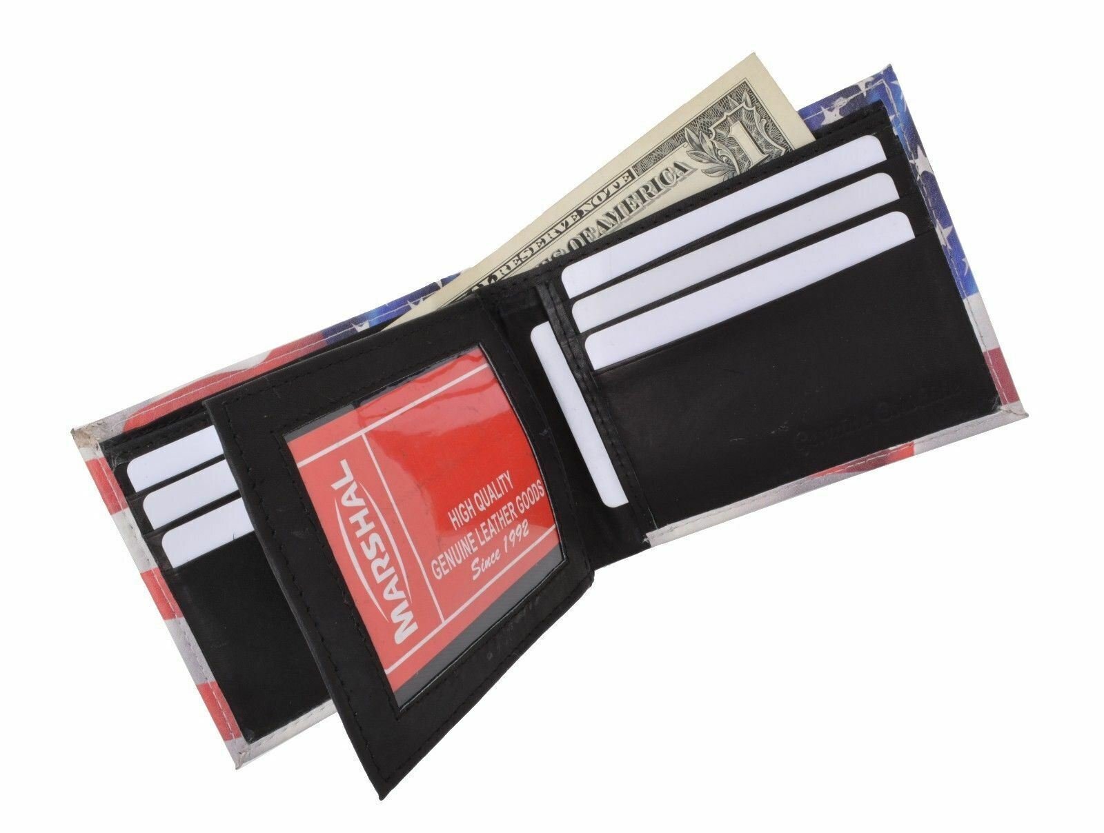 Men's Bifold USA Flag Genuine Leather American Flag Wallet With Design ...