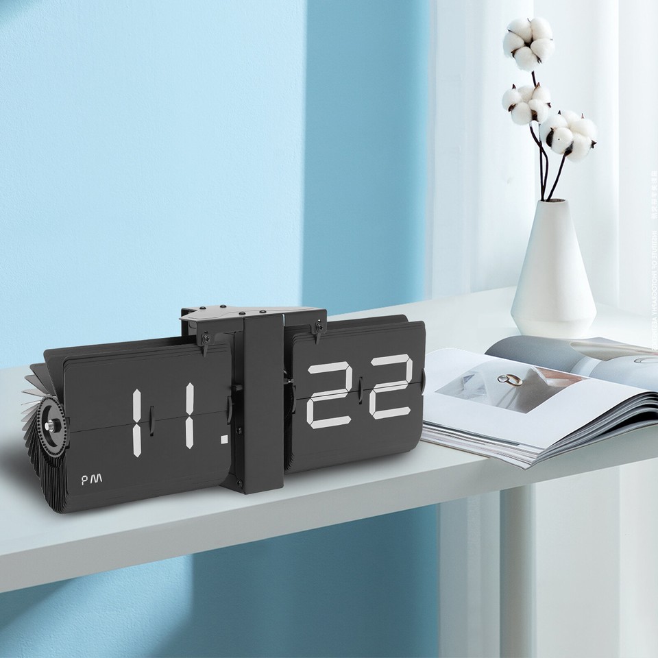 Electrical Digital Flip Clock Gray Flipping Out Wall and Tabletop Flip ...