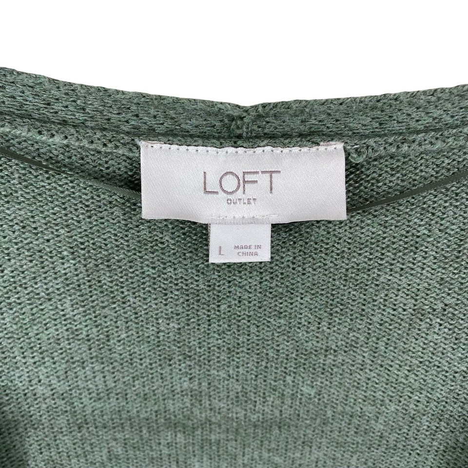 Loft Women’s Cardigan Size L Olive Green Sweater Open Tie Long Sleeve Cozy Warm | eBay