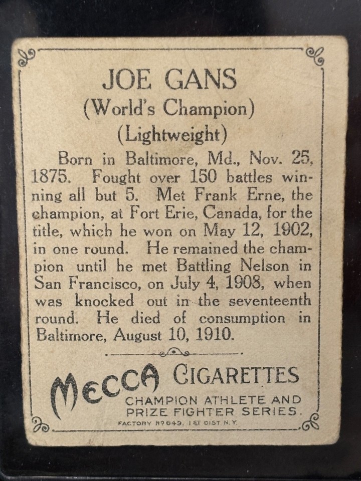 1910 T220 Champions #26 Joe Gans | eBay