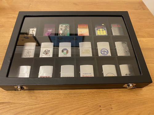 Zippo Glass Front Display Case holds 18 Black (Zippo’s NOT Included ...