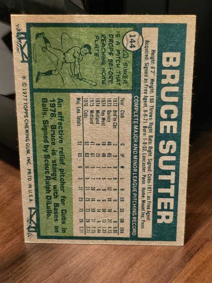 1977 Topps #144 Bruce Sutter (RC) Rookie - READ | eBay