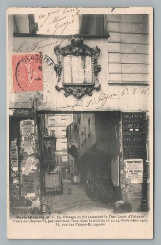 "Paris Historique" Duke Louis d'Orleans Assassination Arch w Poster ...