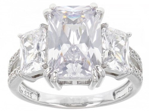BCO008-10 Bella Luce Rectangle & Round 8.85ctw. Rhodium 3-Stone Ring | eBay