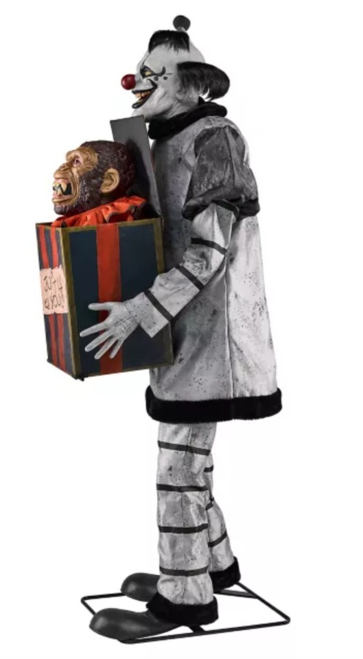Spirit Halloween Animated Monkey Business Clown Animatronic Halloween ...