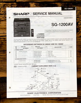 Sharp SG-1200AV Radio / Stereo System Service Manual *Original* | eBay