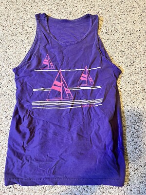 VTG 90s Nantucket Tank Top Large Purple Sailboats ACK | eBay