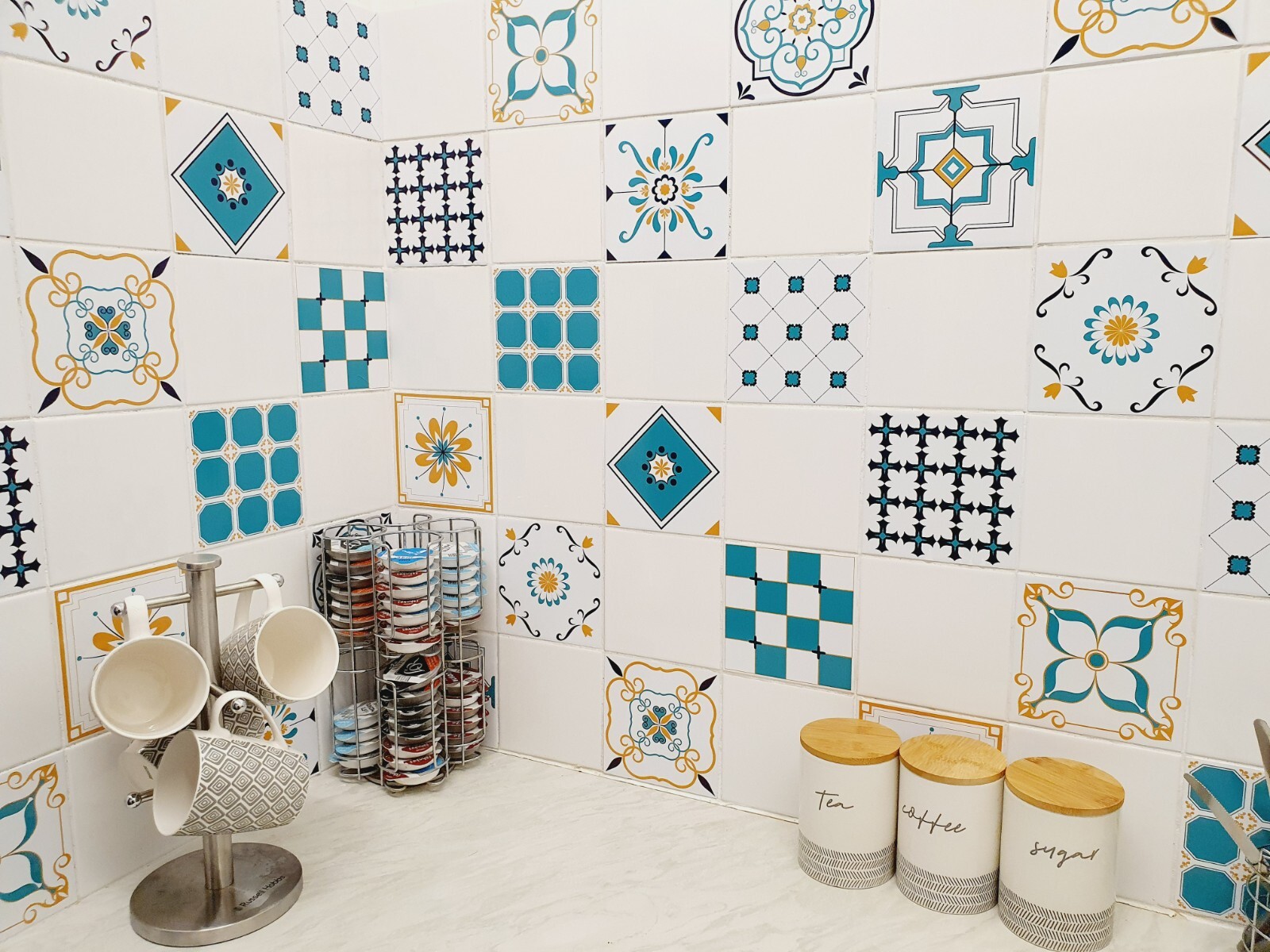 Tile Stickers Mosaic Pack of 24, 145mm x 145mm Kitchen Bathroom ...