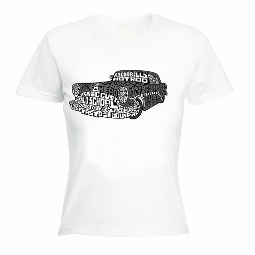 Oldskool Car Calligram Hotrod Classic - Novelty Funny Womens Tee T ...
