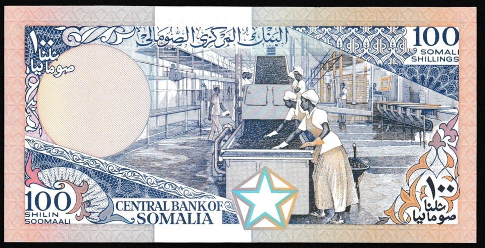 Somalia 100 shilin 1988 Woman with Baby Rifle & Farm Tools P35c Series ...